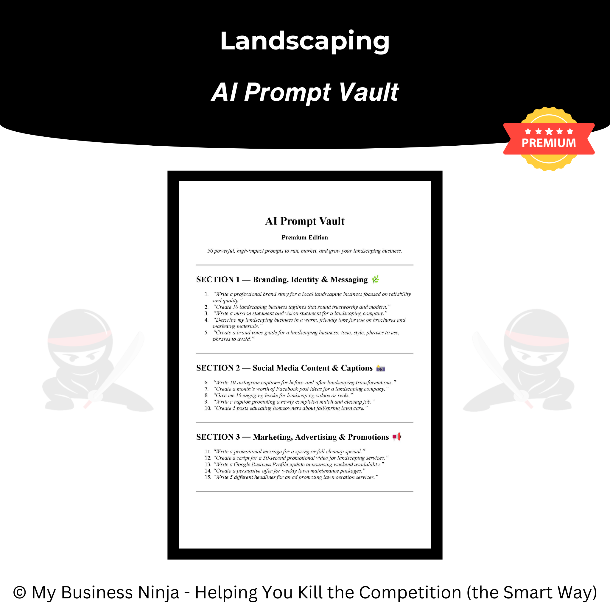 Landscaping AI Prompt Vault (50 Prompts) – My Business Ninja